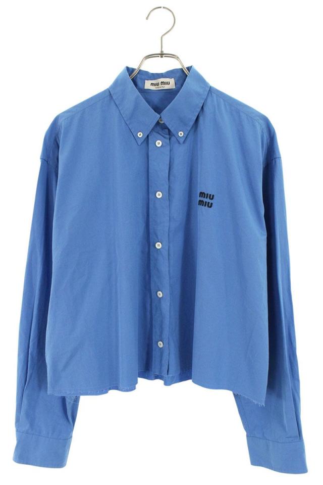 ミュウミュウ サイズ:44  MK1659 ロゴ刺繍ポプリン長袖シャツ 中古 OM10
