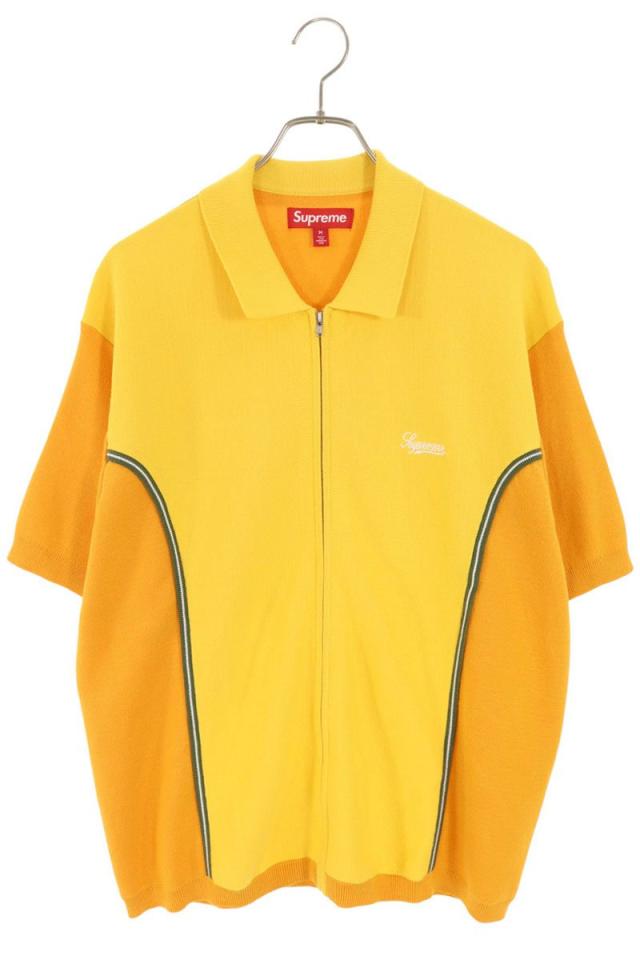 シュプリーム サイズ:M  23AW  Piping Zip Up Polo ジップアップニット半袖ポロシャツ 中古 BS99