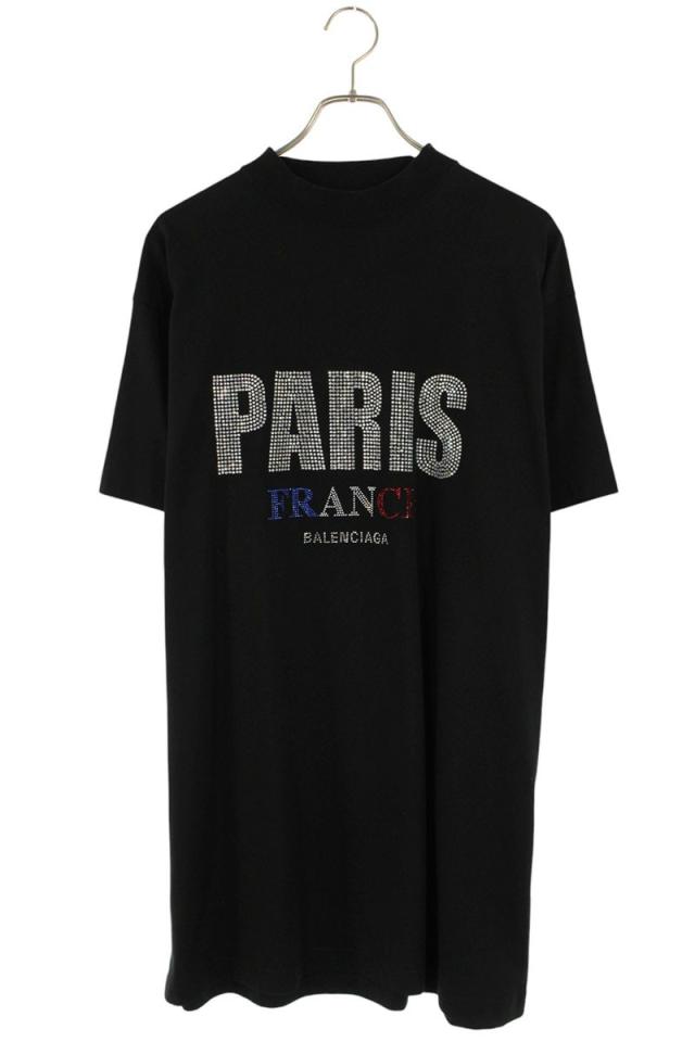 バレンシアガ サイズ:1  787349 TRVL5 Paris StrassラインストーンオーバーサイズTシャツ 中古 OM10