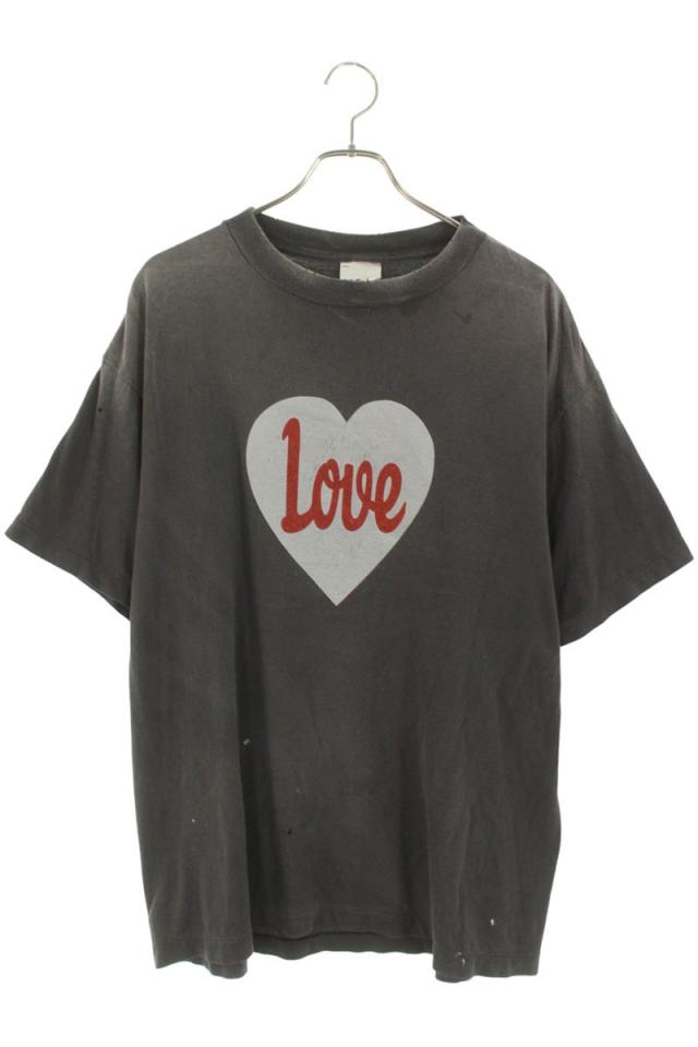 セントマイケル サイズ:M  25SS  SM-HR8-0000-001 ヴィンテージ加工LOVEプリントTシャツ 中古 OM10