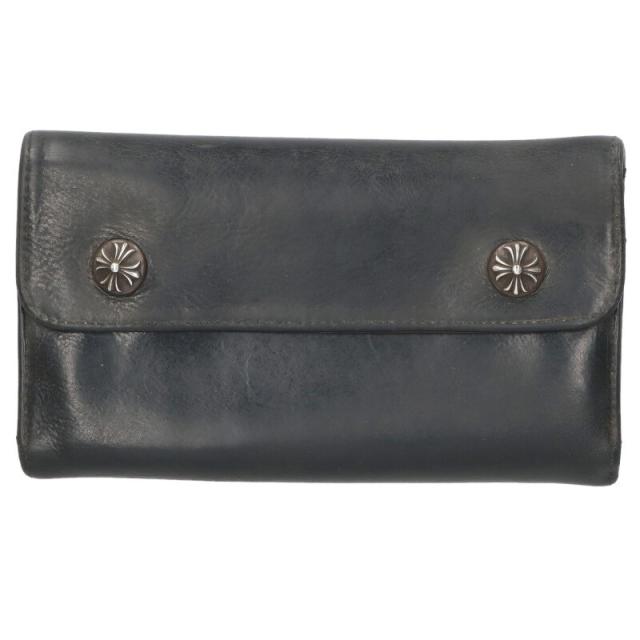 クロムハーツ   WAVE CROSS BALL ウェーブ クロスボールボタンレザーウォレット財布 中古 NO05