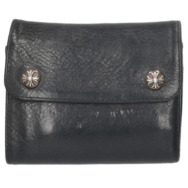 クロムハーツ   WAVE MINI ウェーブミニ クロスボールボタンレザーウォレット財布 中古 NO05