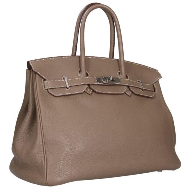 エルメス サイズ:35  バーキン35 □M刻印 SV金具トリヨンクレマンス エトゥープハンドバッグ 中古 GZ14