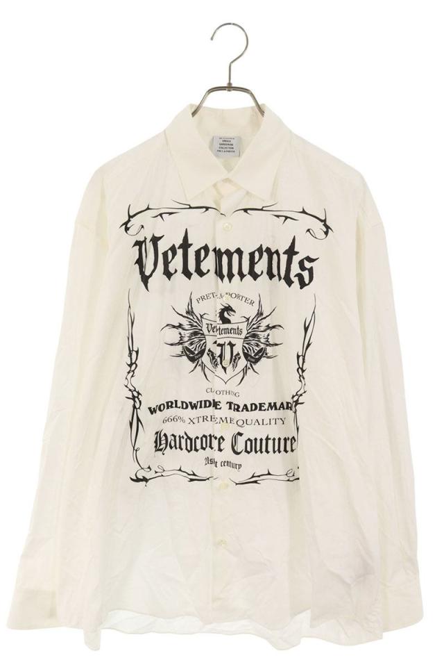 ヴェトモン サイズ:S  UA52SH500W ロゴプリント長袖シャツ 中古 OM10