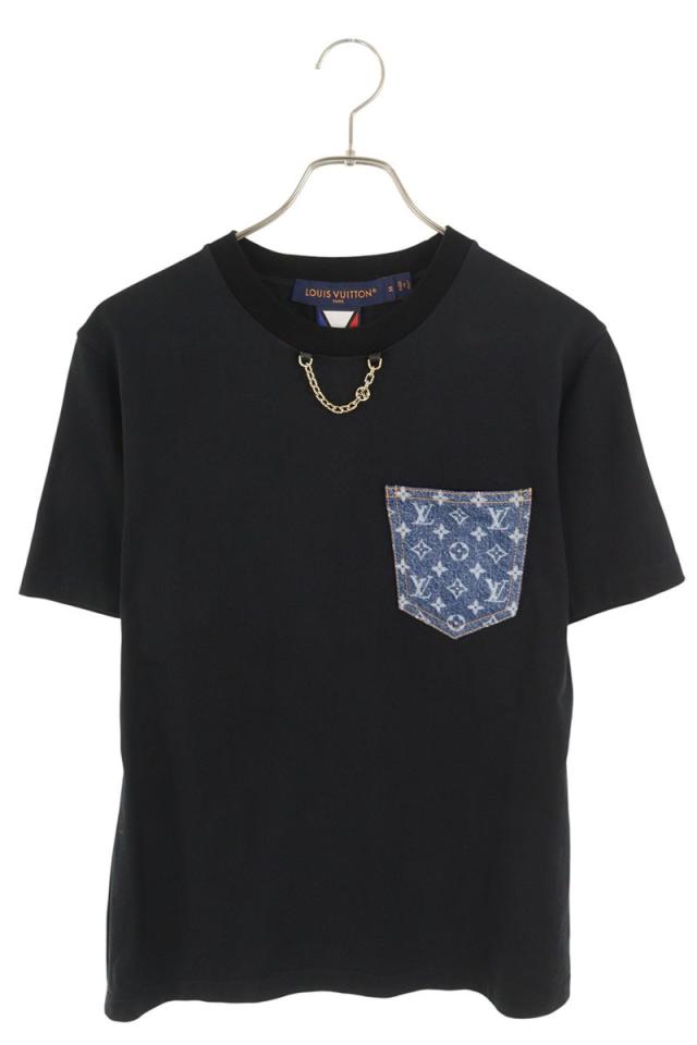 ルイヴィトン サイズ:M RW242WD API FRTS47 チェーン装飾モノグラムデニムポケットTシャツ 中古 OM10