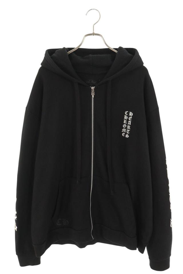 クロムハーツ サイズ:XL  SWTSHRT HD ZIP 袖ロゴプリントジップアップパーカー 中古 SJ02