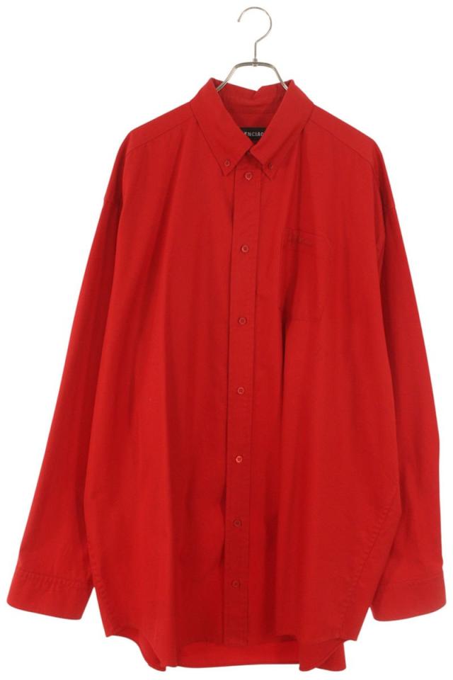 バレンシアガ サイズ:0  659027 TKP08 胸ポケットロゴ刺繍オーバーサイズ長袖シャツ 中古 BS99