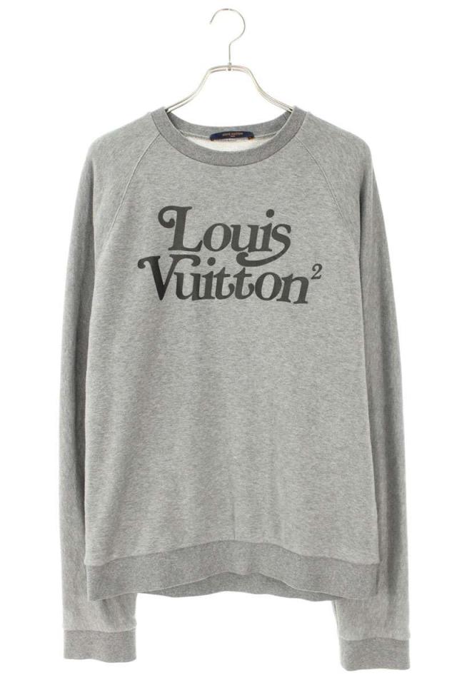 ルイヴィトン サイズ:M 20AW RM202M UYR HJY13W スクエアードLVロゴプリントクルーネックスウェット 中古 SB01