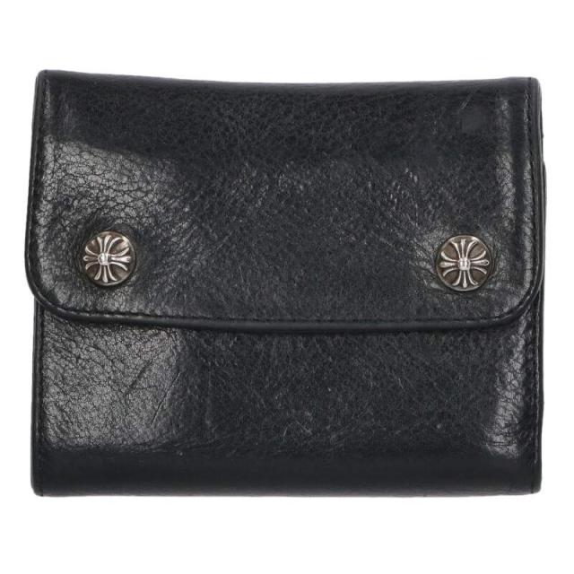 クロムハーツ   WAVE MINI ウェーブミニ クロスボールボタンレザーウォレット財布 中古 SJ02