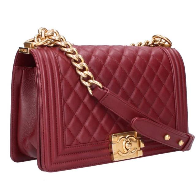 シャネル サイズ:25  ボーイシャネル25 ラムスキンチェーンショルダーバッグ 中古 SB01