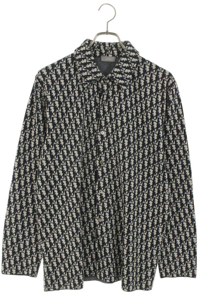 ディオール サイズ:M  023M550AT099 オブリーク柄総柄ニット長袖シャツ 中古 SS13