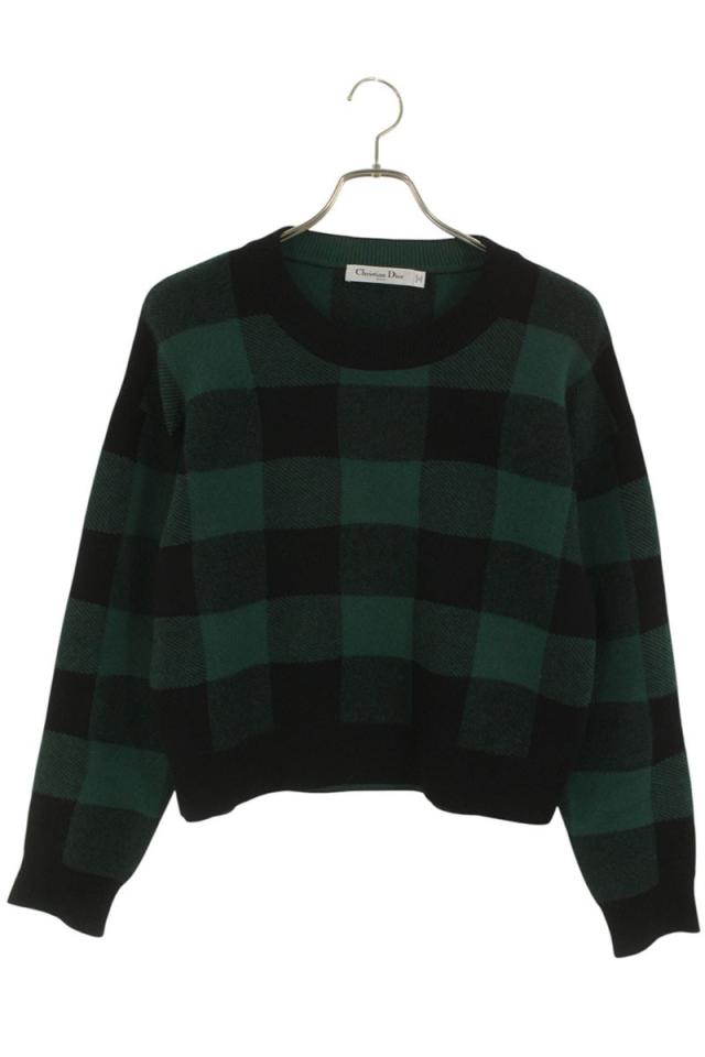 クリスチャンディオール サイズ:36  954S55AM010 バックロゴブロックチェッククロップドニット 中古 BS99