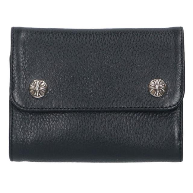 クロムハーツ   WAVE MINI ウェーブミニ クロスボールボタンレザーウォレット財布 中古 SJ02