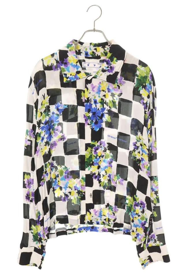 オフホワイト サイズ:L  OMGA161S21FAB002 フラワーチェック総柄長袖シャツ 中古 BS99