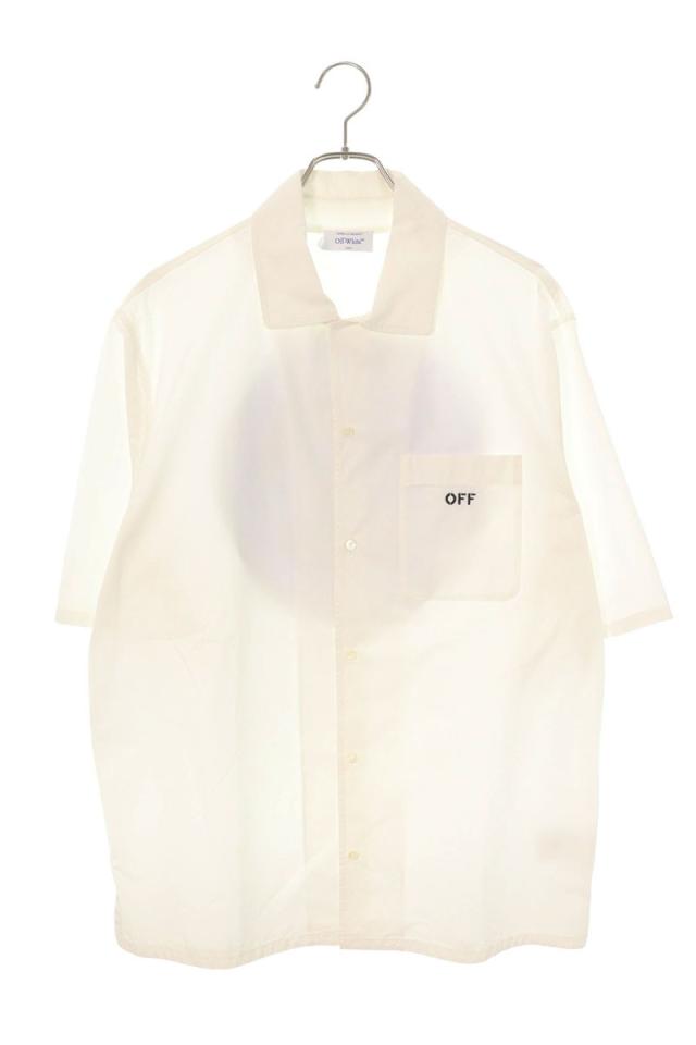 オフホワイト サイズ:XXL  OMGG004F23FAB007 ロゴ刺繍ポケットバックプリント半袖シャツ 中古 BS99