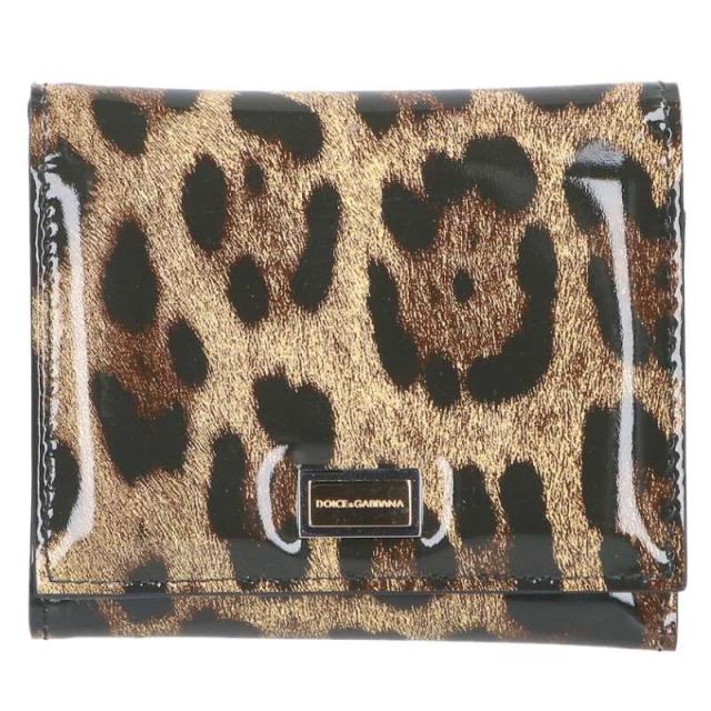 ドルチェアンドガッバーナ   BI0088 レオパードパテント三つ折りウォレット財布 中古 BS99