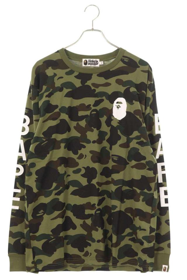 アベイシングエイプ サイズ:XL  1ST CAMO L S TEE カモスリーブロゴプリント長袖カットソー 中古 FK04