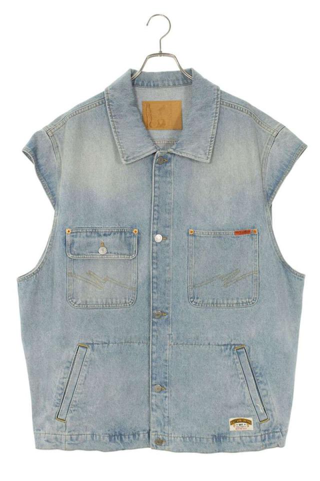 マーティンローズ サイズ:L  24SS  DENIM GILET オーバーサイズウォッシュドデニムベスト 中古 BS99