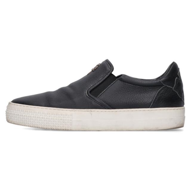 クロムハーツ サイズ:41  SLIP ON BLK CALF スリッポン CHプラスレザーパッチダガー付レザースニーカー 中古 OK15