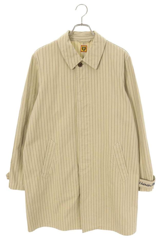 ヒューマンメイド サイズ:L  STRIPE BALMACAAN COAT バック刺繍ストライプステンカラーバルカマーンコート 中古 BS99