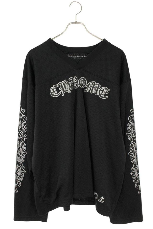 クロムハーツ サイズ:XL  MESH WARM UP JERSEY CHプリントメッシュ長袖カットソー 中古 SS07