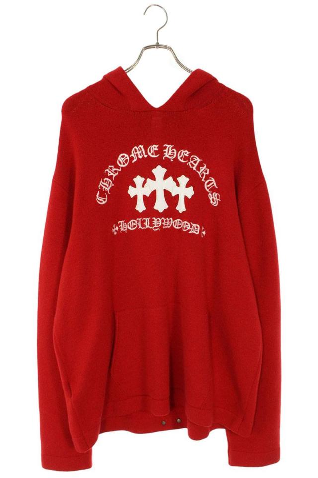 クロムハーツ サイズ:XL  SAILIN ON HD PLVR CHSMR セメタリークロスカシミアニットプルオーバーパーカー 中古 SJ02