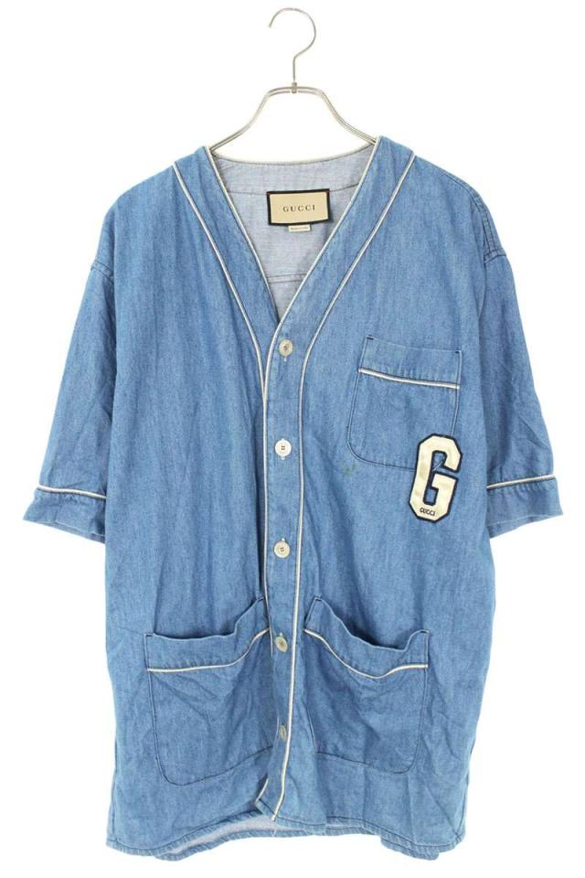 グッチ サイズ:46  753105 XDCLX ロゴ刺繍ベースボール半袖シャツ 中古 SB01