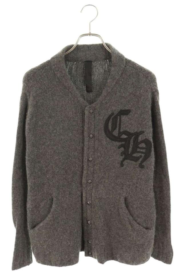 クロムハーツ サイズ:M CHレザーパッチ付きカシミヤカーディガン 中古 SJ02