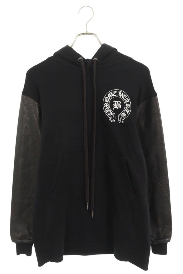 クロムハーツ サイズ:XS BELLA刺繍袖レザーパーカー 中古 SJ02