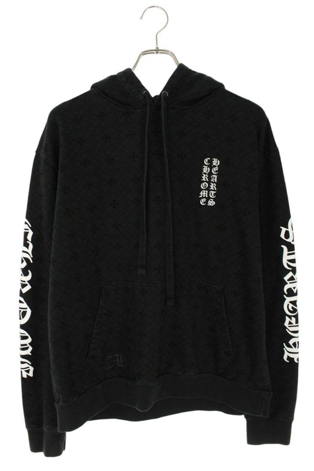 クロムハーツ サイズ:M SWTSHRT PLVR CHプラス総柄プルオーバーパーカー 中古 SS13
