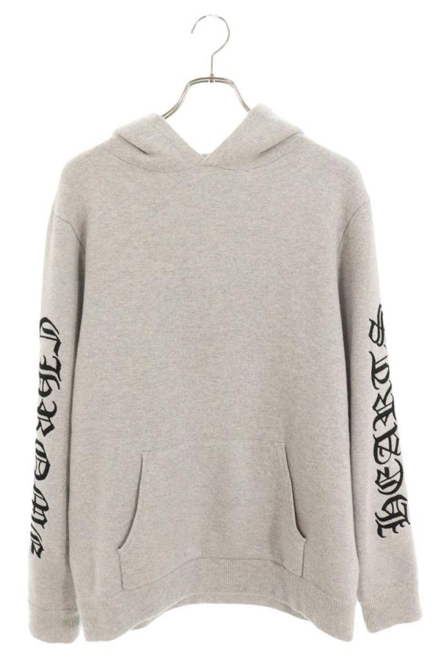 クロムハーツ サイズ:M  U LIFE SENTENCE 袖ロゴ刺繍カシミヤプルオーバーパーカー 中古 SS13