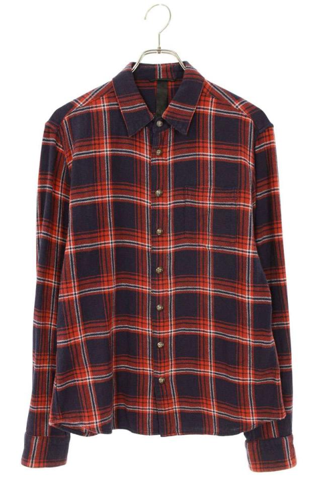 クロムハーツ サイズ:S  LOOSEENDS LS CHECK ルーズエンド クロスパッチ付チェック長袖シャツ 中古 SS07
