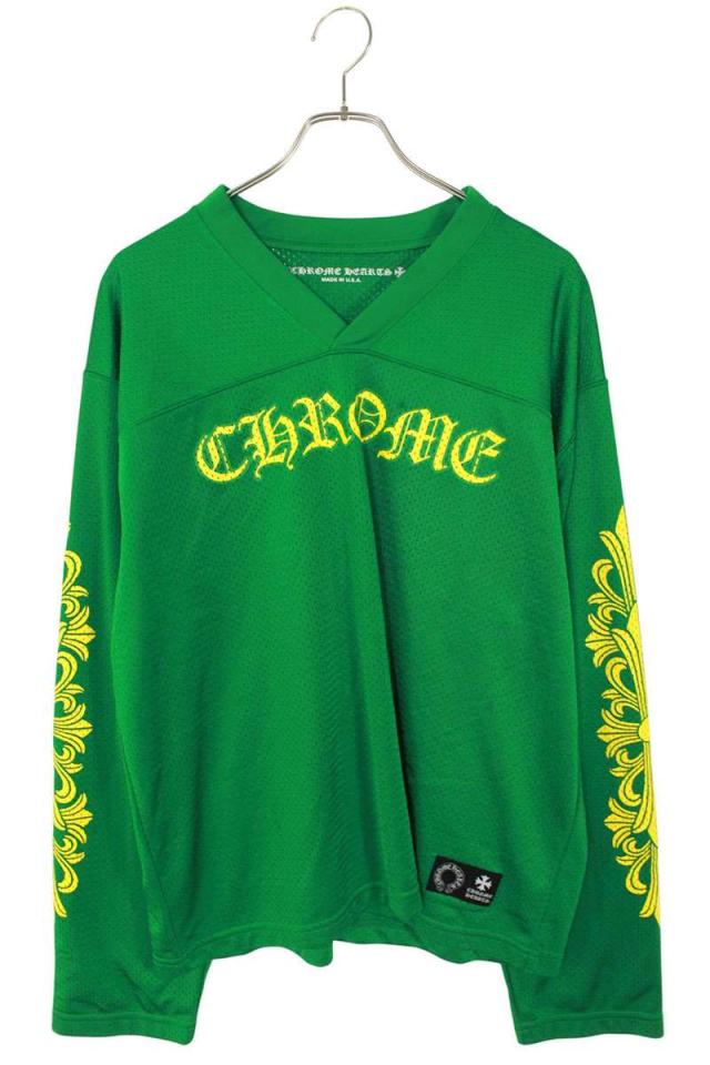 クロムハーツ サイズ:M  MESH WARM UP JERSEY CHプリントメッシュ長袖カットソー 中古 SS13