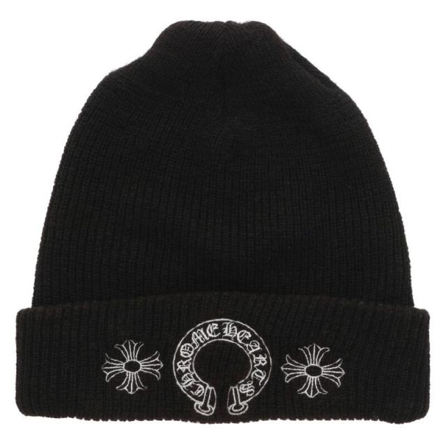 クロムハーツ   WOOL WATCH CAP ウールワッチキャップ ホースシューCHプラス刺繍ビーニーニットキャップ 中古 SJ02
