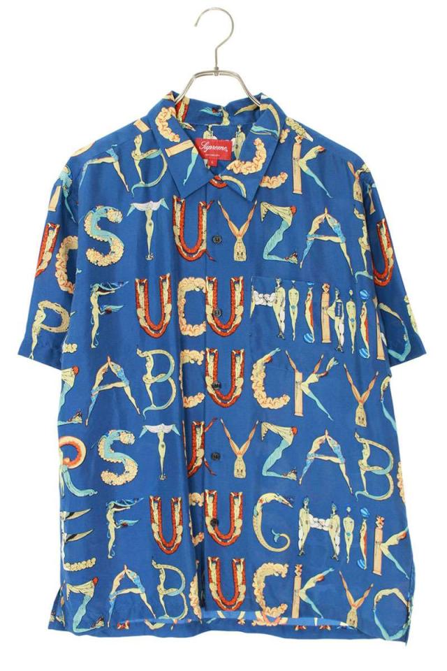 シュプリーム サイズ:M  18SS  Alphabet Silk Shirt アルファベットシルク半袖シャツ 中古 BS99