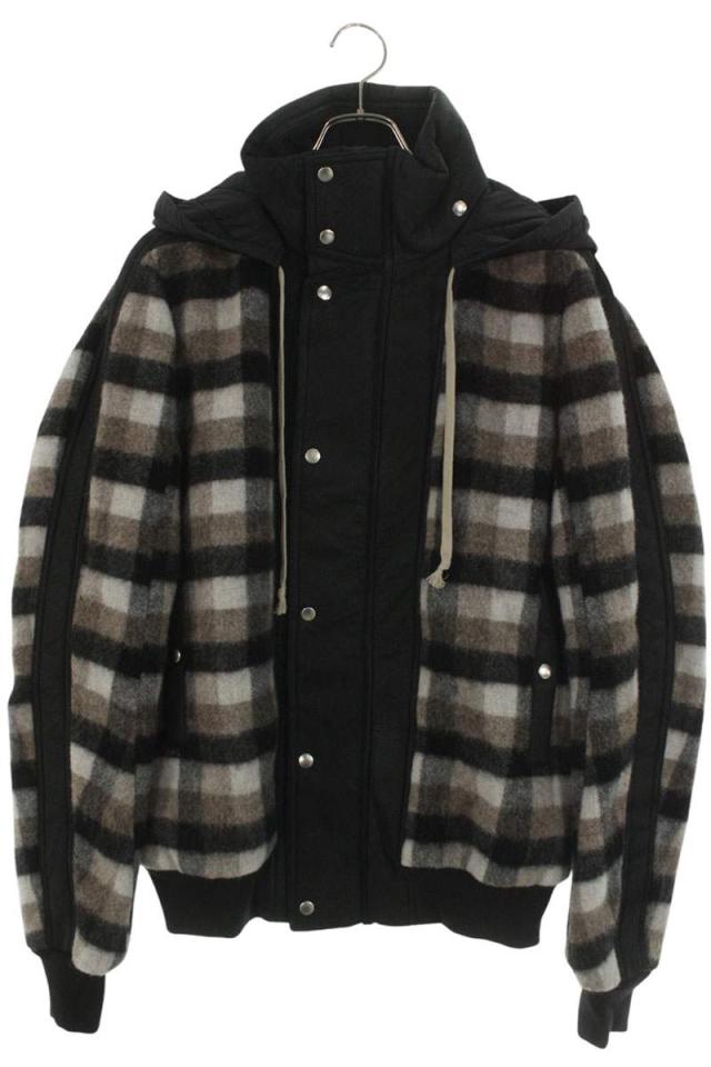 リックオウエンス サイズ:50  19AW  RU19F4767-WFPLBA チェック柄フーデットブルゾン 中古 SB01