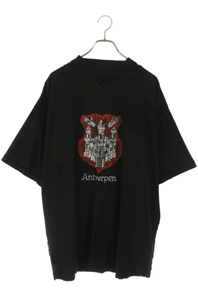 バレンシアガ サイズ:4  787358 TQVPO7 デストロイ加工プリントTシャツ 中古 BS99