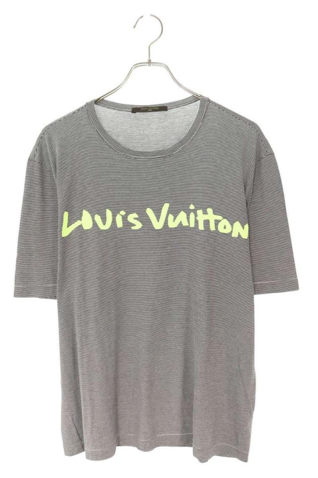 ルイヴィトン サイズ:L  09SS  RM091S MOJR63JDS スティーブンスプラウスボーダー ロゴプリントTシャツ 中古 BS99