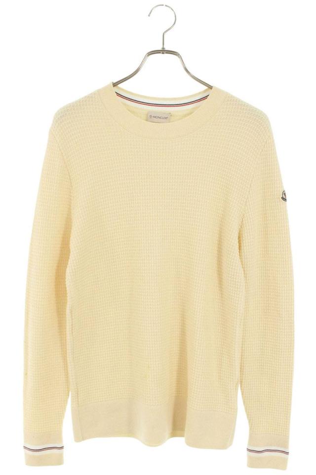 モンクレール サイズ:M  MAGLIONE TRICOT GIROCOLLO ロゴワッペンワッフルニット 中古 BS99