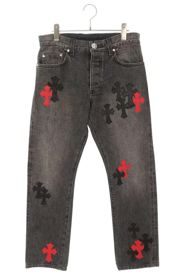 クロムハーツ サイズ:30インチ  JEAN STRTLG FBRC クロスパッチ付きウォッシュドデニムパンツデニムパンツ 中古 SJ02