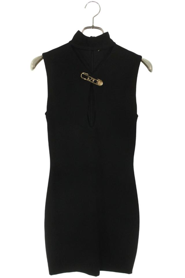 フェンディ  ヴェルサーチェ サイズ:40  22SS  FDB762 AGTN フェンダーチェ ブローチ付 ノースリーブ ドレスワンピース 中古 BS99