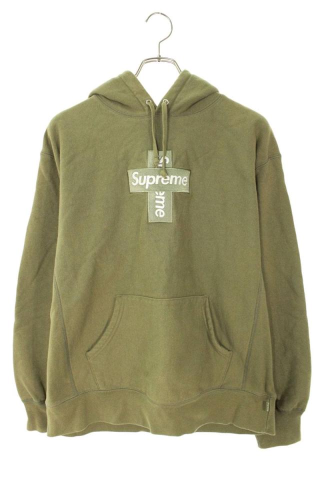 シュプリーム サイズ:M  Cross Box Logo Hooded Sweatshirt クロスボックスロゴフーデッドスウェットシャツパーカー 中古 SB01