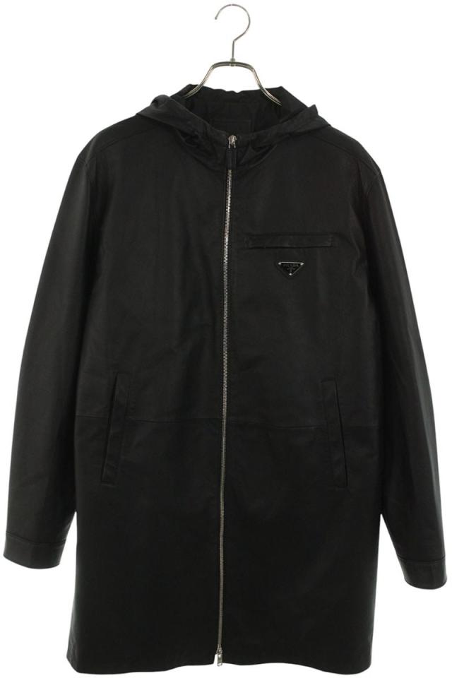 プラダ サイズ:46  UPS533 レザーロングコート 中古 SS13