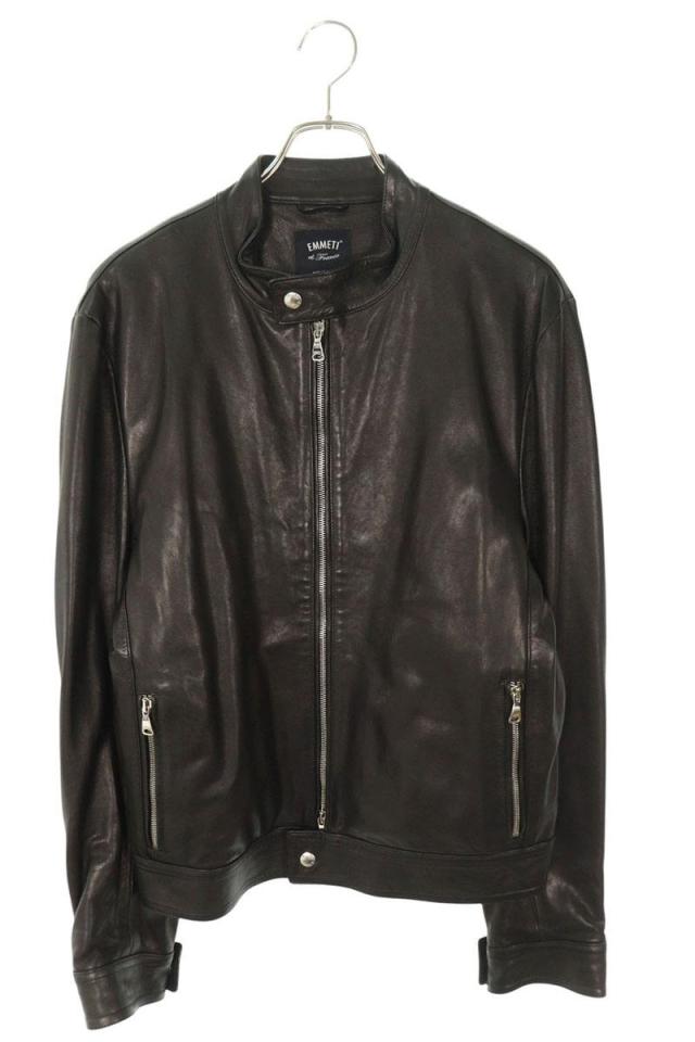 エンメティ サイズ:50  2101991 ラムスキン シングルライダースレザージャケット 中古 BS99