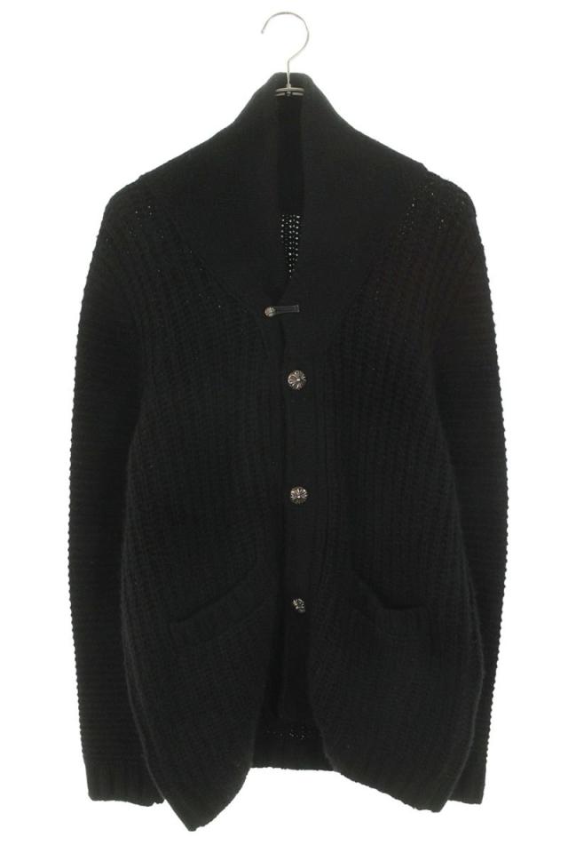 クロムハーツ サイズ:M クロスボールボタンショールカラーカシミアニットカーディガン 中古 OK15