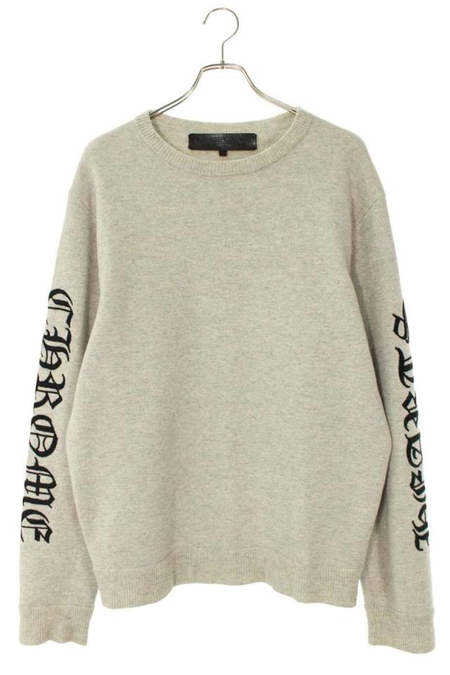 クロムハーツ サイズ:L 袖ロゴ刺繍カシミアニット 中古 OK15