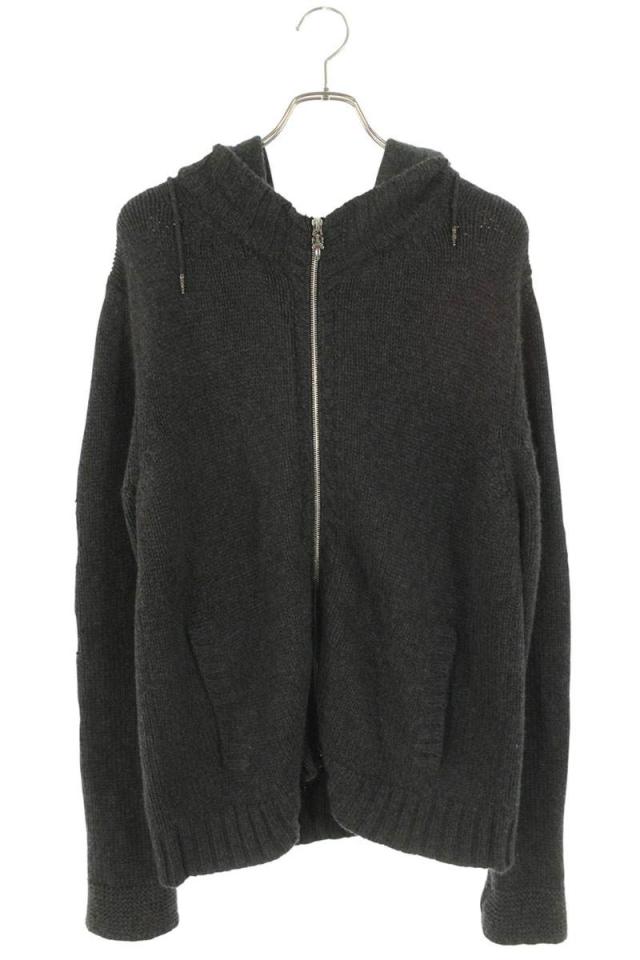 クロムハーツ サイズ:M 袖フローラルパッチカシミアジップアップニットパーカー 中古 OK15