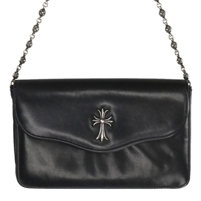 クロムハーツ  クロスボールチェーンスモールCHクロス装飾レザーハンドバッグ 中古 FK04