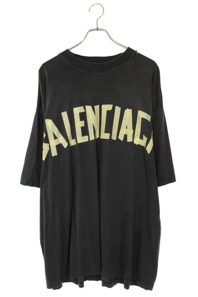 バレンシアガ サイズ:XL  739784 TOVA9 テープロゴTシャツ 中古 SB01