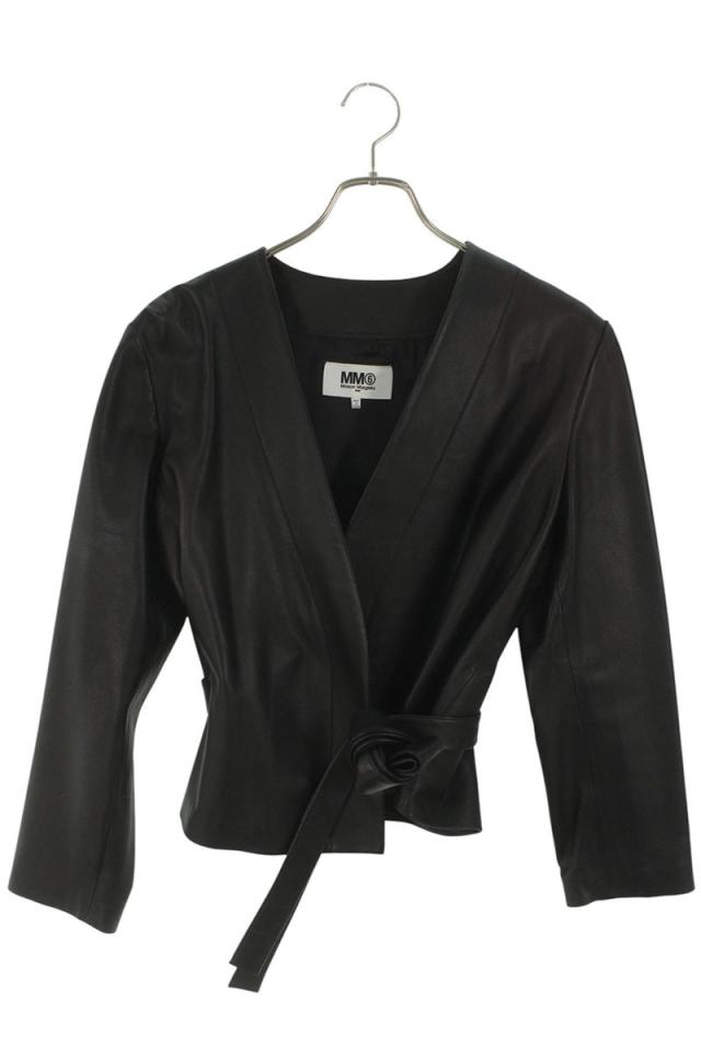 エムエムシックス サイズ:42  21AW  S52AW0165 ベルテッドノーカラーレザージャケット 中古 BS99